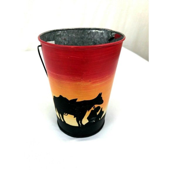 Accents | Western Themed Tin Bucket Hand Painted Floral | Poshmark